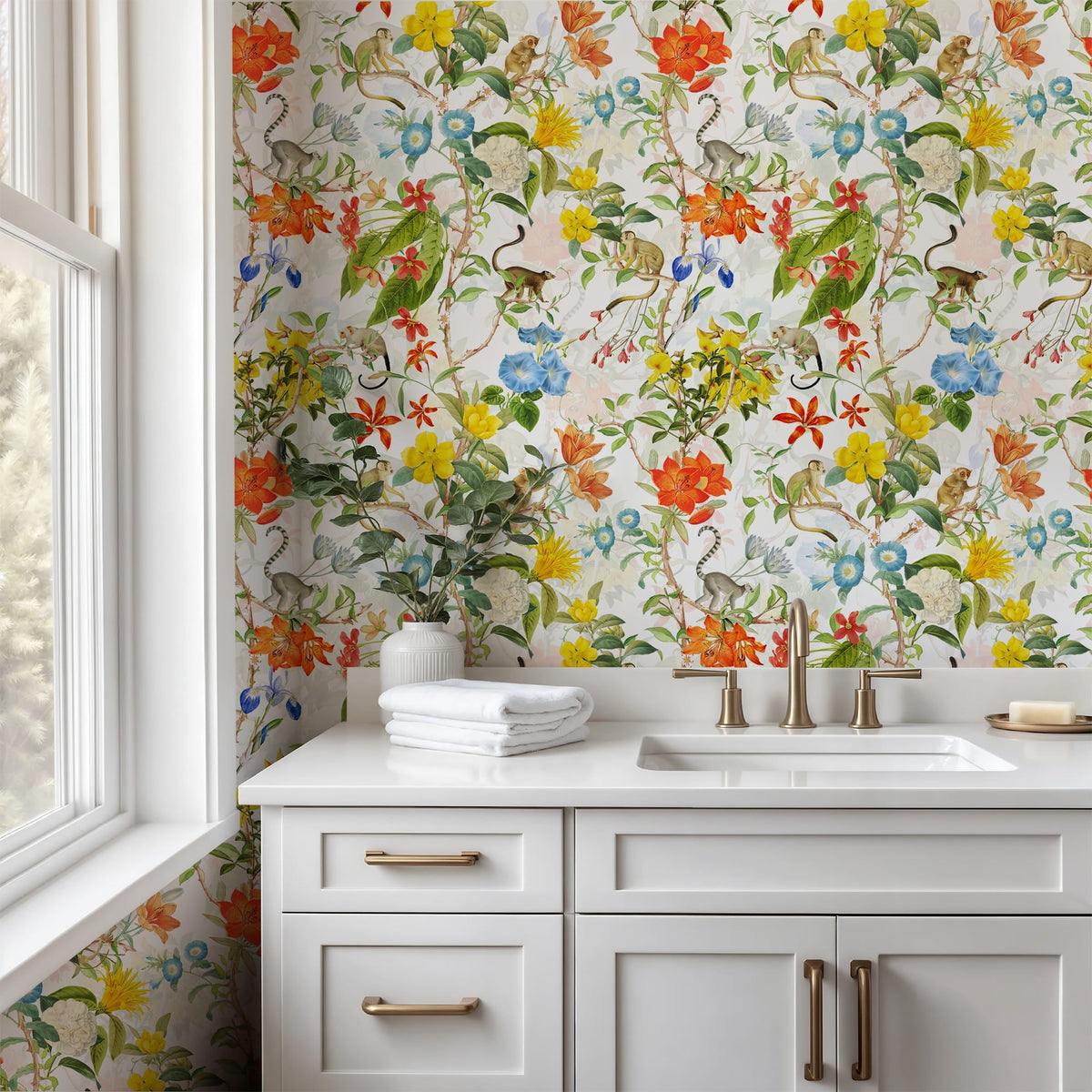 Tropical Bathroom Wallpaper | Palm, Jungle, Banana Leaf