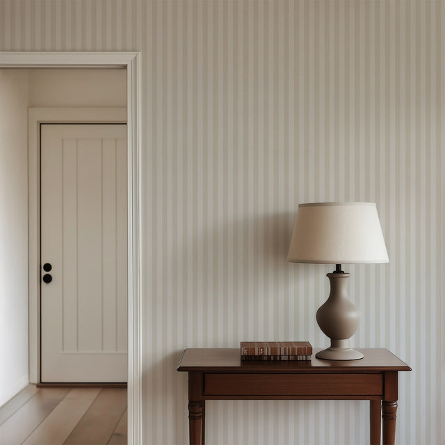 Harmony Stripe Wallpaper | Modern Beige & Off-White Vertical Design ...