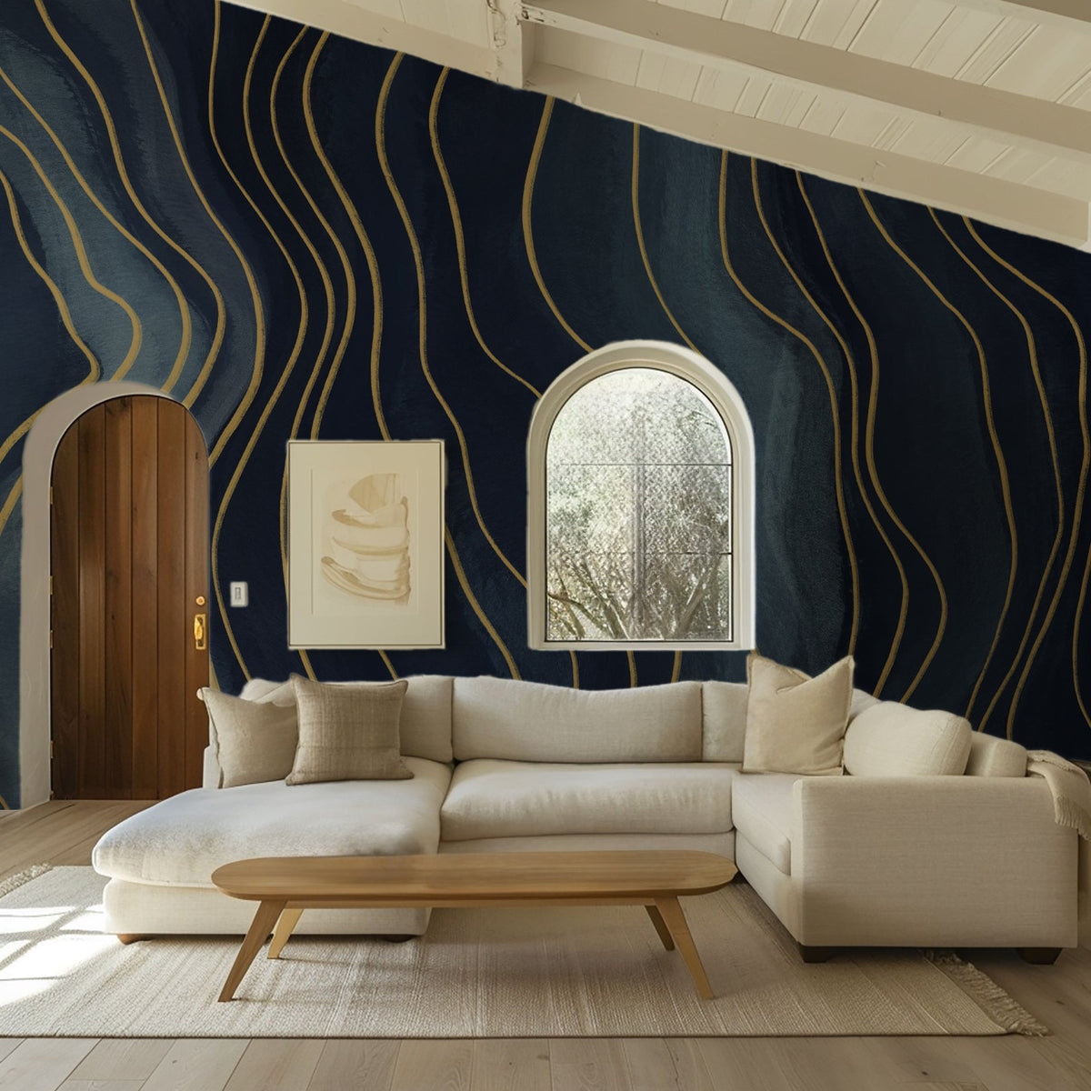 Abstract Navy Blue Removable Wallpaper Mural – EazzyWalls