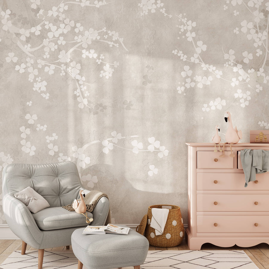 Soft Sakura Blossom Wallpaper | Elegant Floral Mural for Serene Living ...