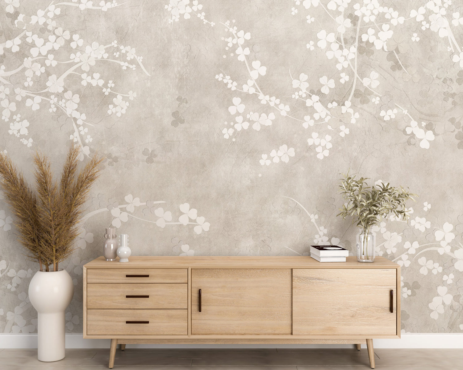 Soft Sakura Blossom Wallpaper | Elegant Floral Mural for Serene Living ...