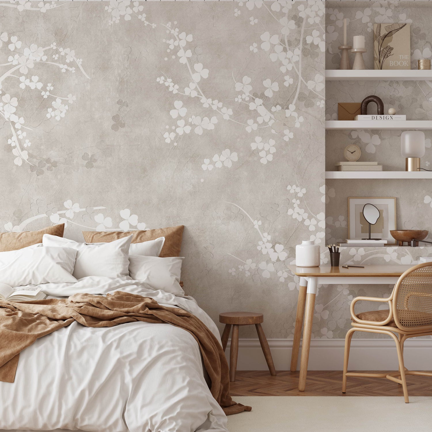 Soft Sakura Blossom Wallpaper | Elegant Floral Mural for Serene Living ...