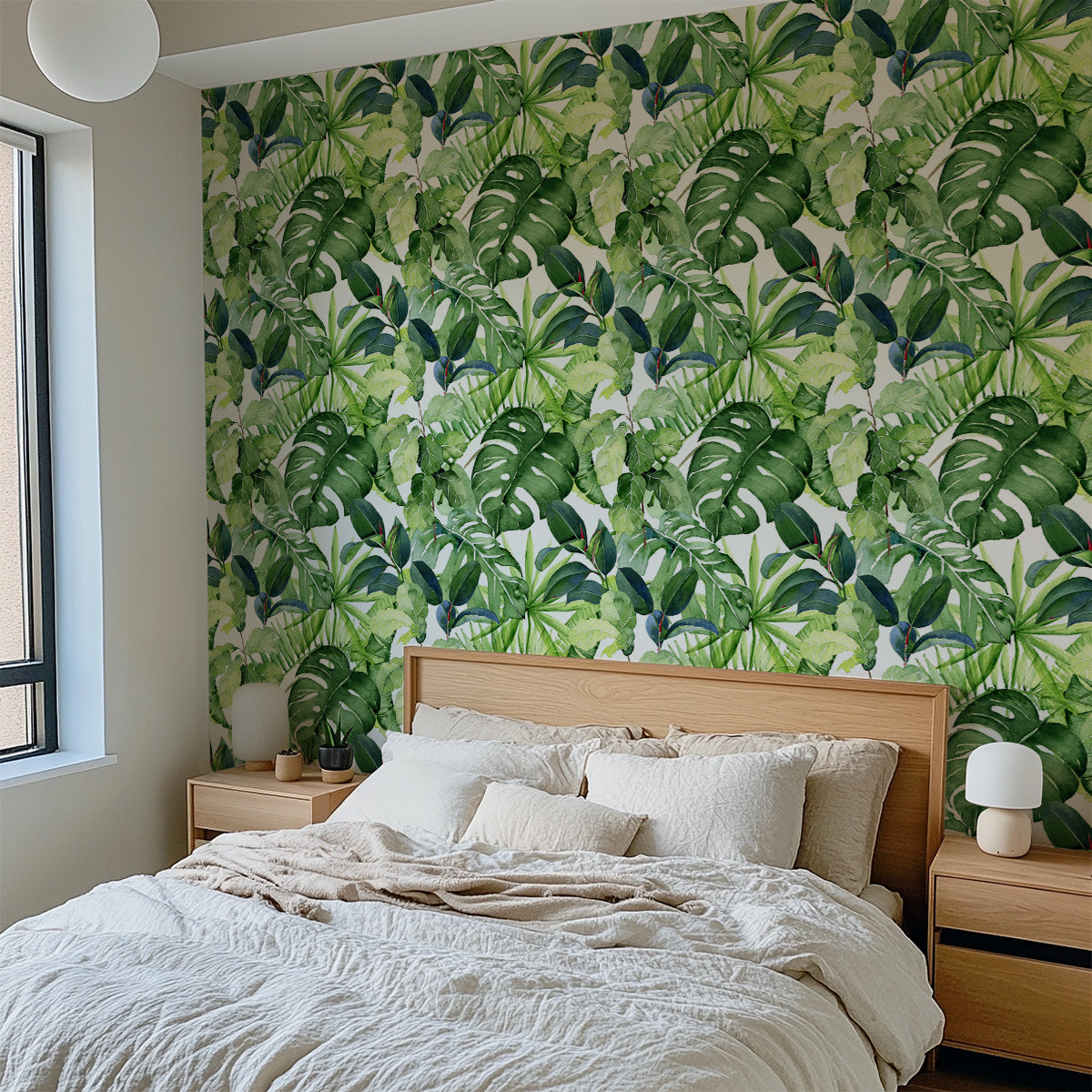 tropical leaf pattern wallpaper