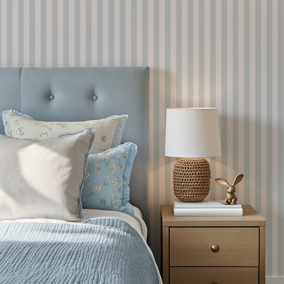 Seabreeze Stripes - Light Blue Vertical Striped Wallpaper for Modern ...