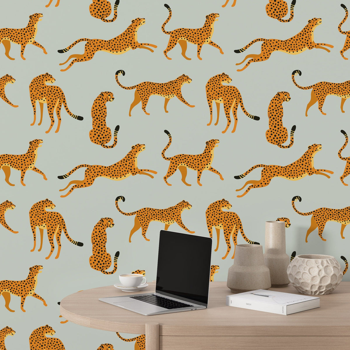 Light Gray Cheetah Animal Print Wallpaper - Luxury Feel | EazzyWalls