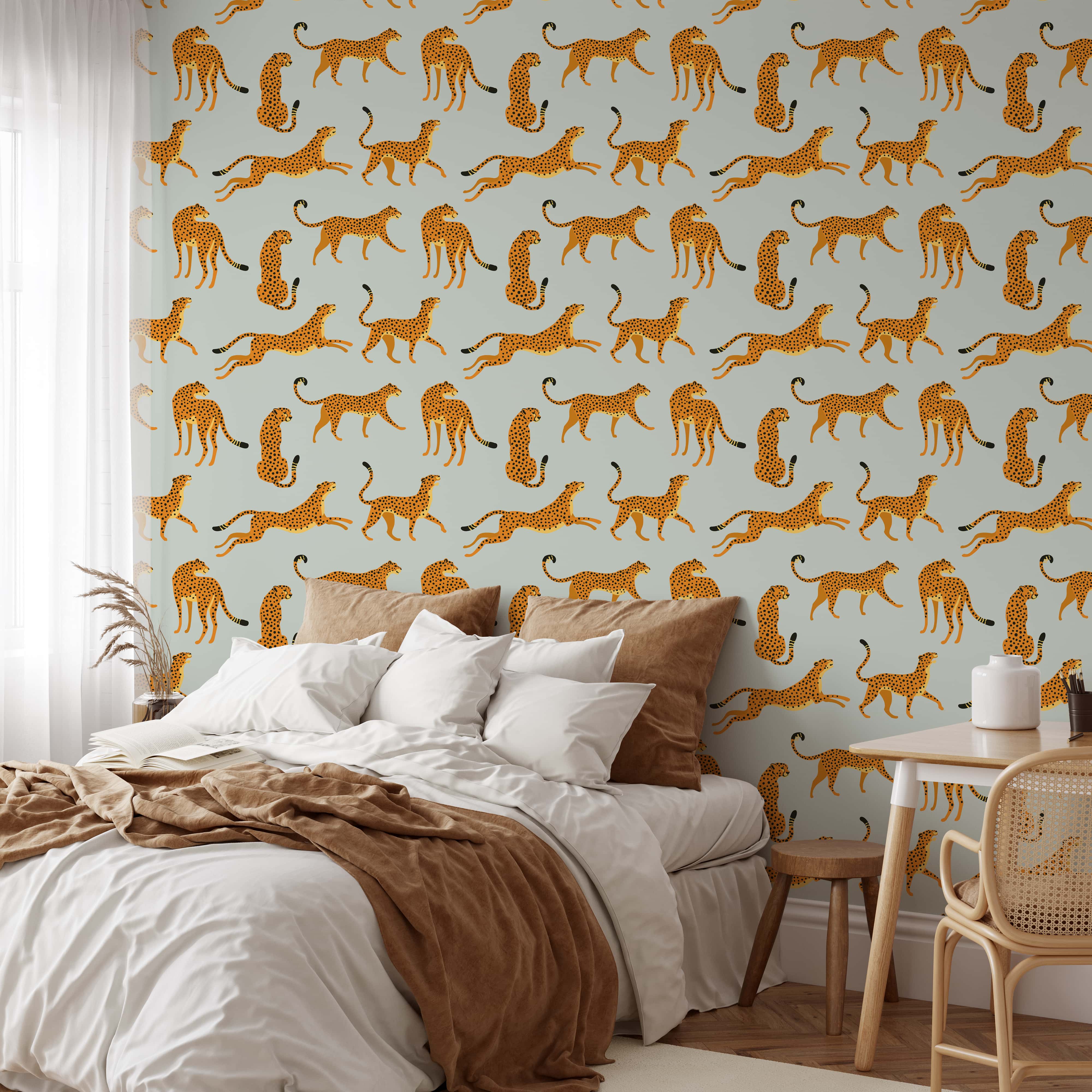 Light Gray Cheetah Animal Print Wallpaper - Luxury Feel | EazzyWalls