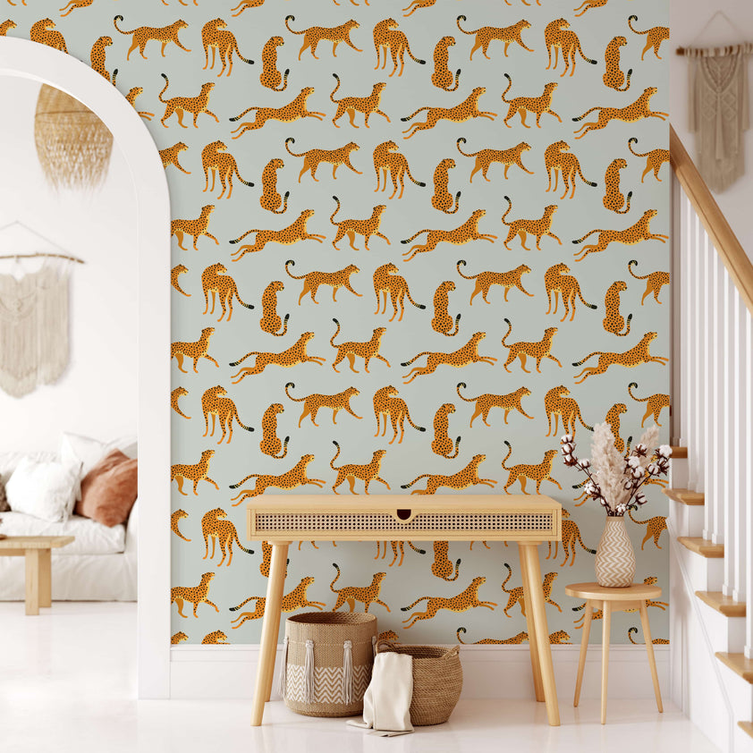 Light Gray Cheetah Animal Print Wallpaper - Luxury Feel | EazzyWalls