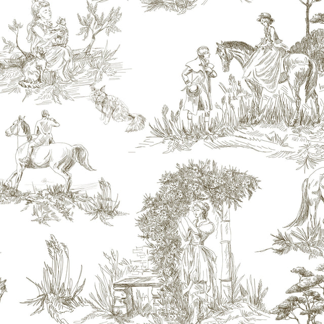 Luxury French Toile Wallpaper | Vintage Equestrian Wallcovering ...