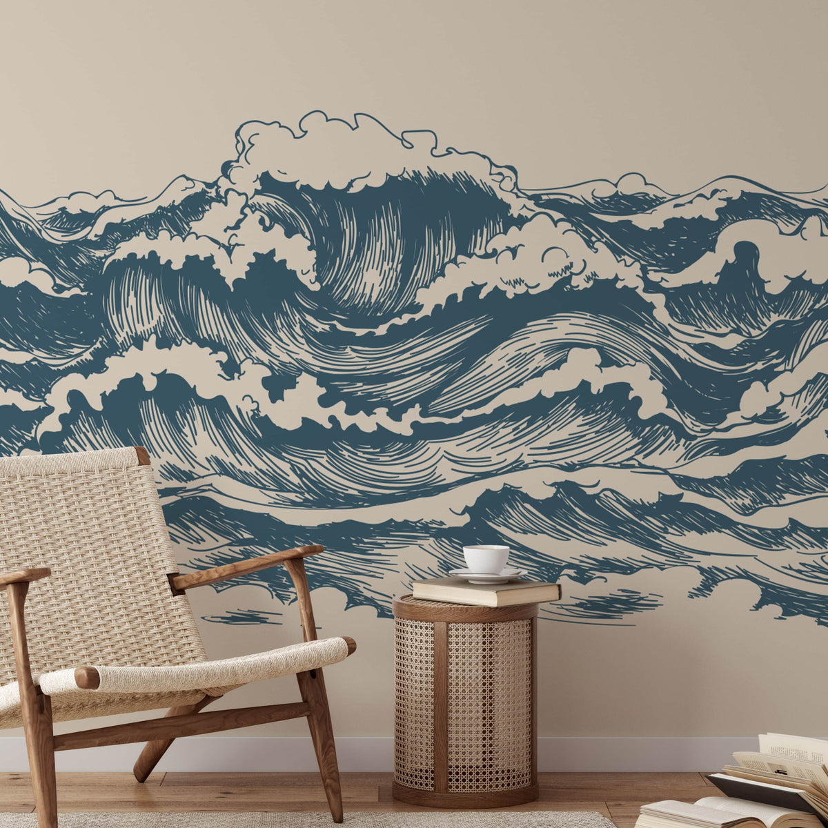 Ocean Wave Wallpaper Mural - Coastal Nautical Wall Mural | EazzyWalls