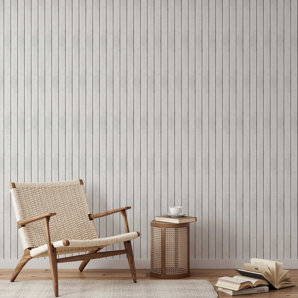 White Shiplap Wallpaper - Peel and Stick | Faux Shiplap | EazzyWalls