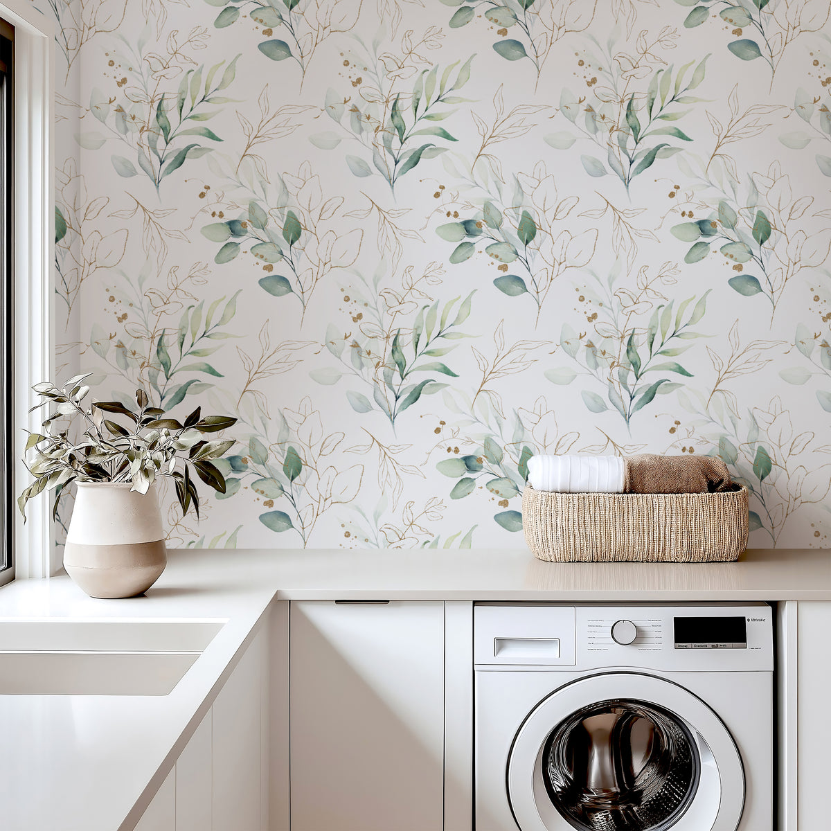 Laundry Room Wallpaper & Mudroom Murals | Washable Peel and Stick ...