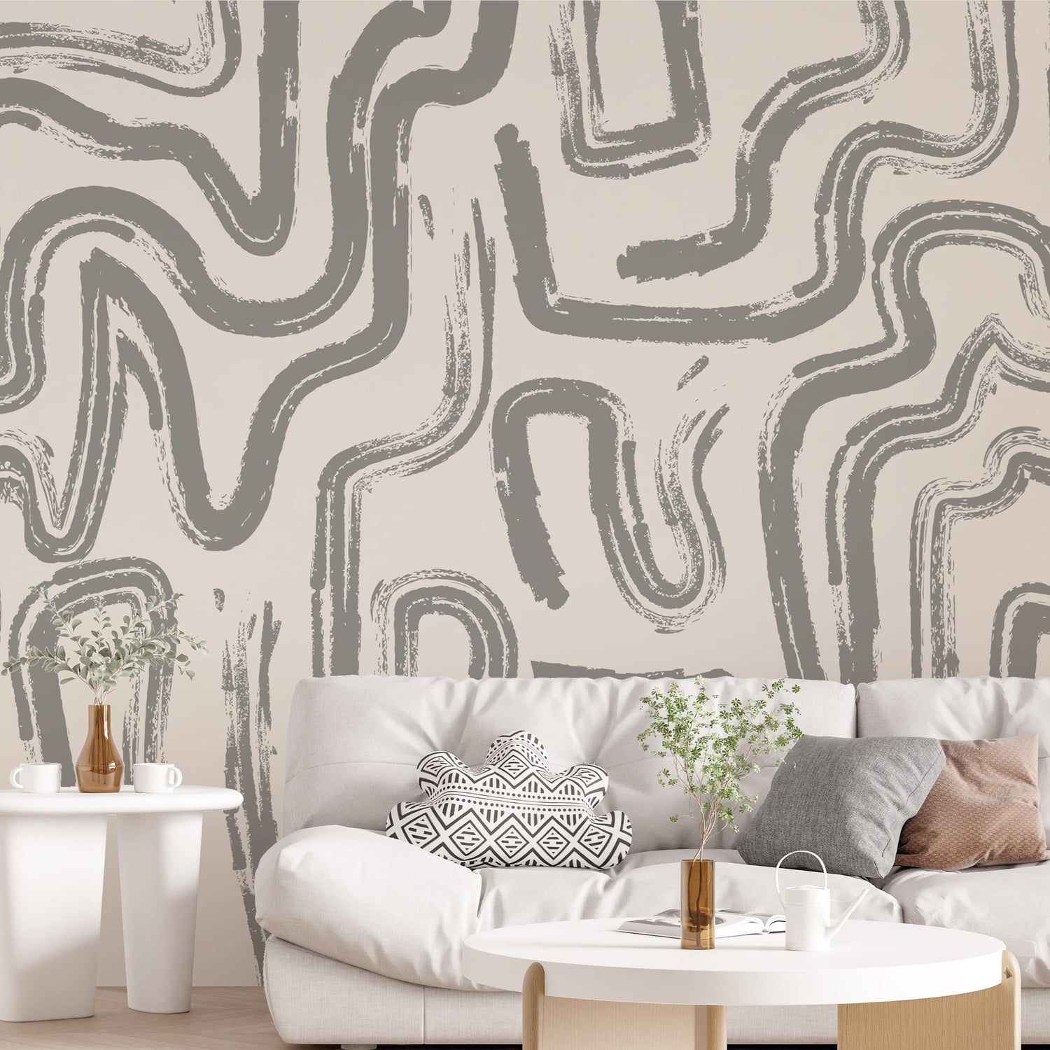 Modern Abstract Brushstroke Wallpaper Mural | Traditional & Peel and ...
