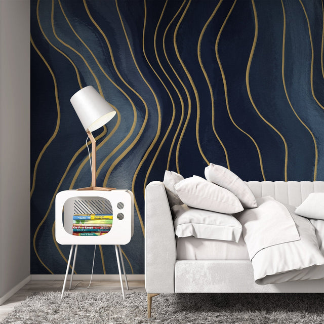 Abstract Navy Blue Removable Wallpaper Mural – EazzyWalls